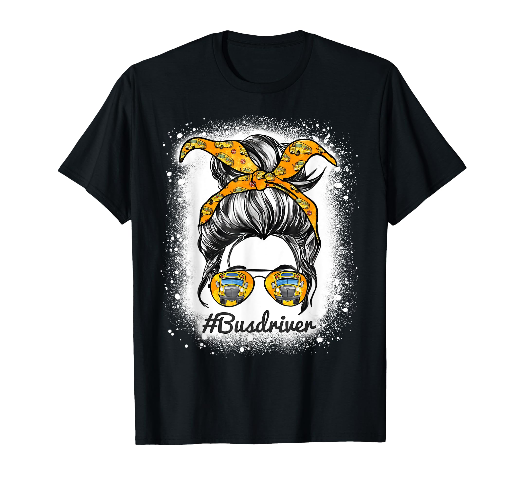 Womens Bus Driver Life Messy Bun Hair Cute School Bus Driver T-Shirt ...