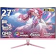 Amazon.com: Sealan Monitor curvo para juegos rosa de 27 pulgadas 2K ...
