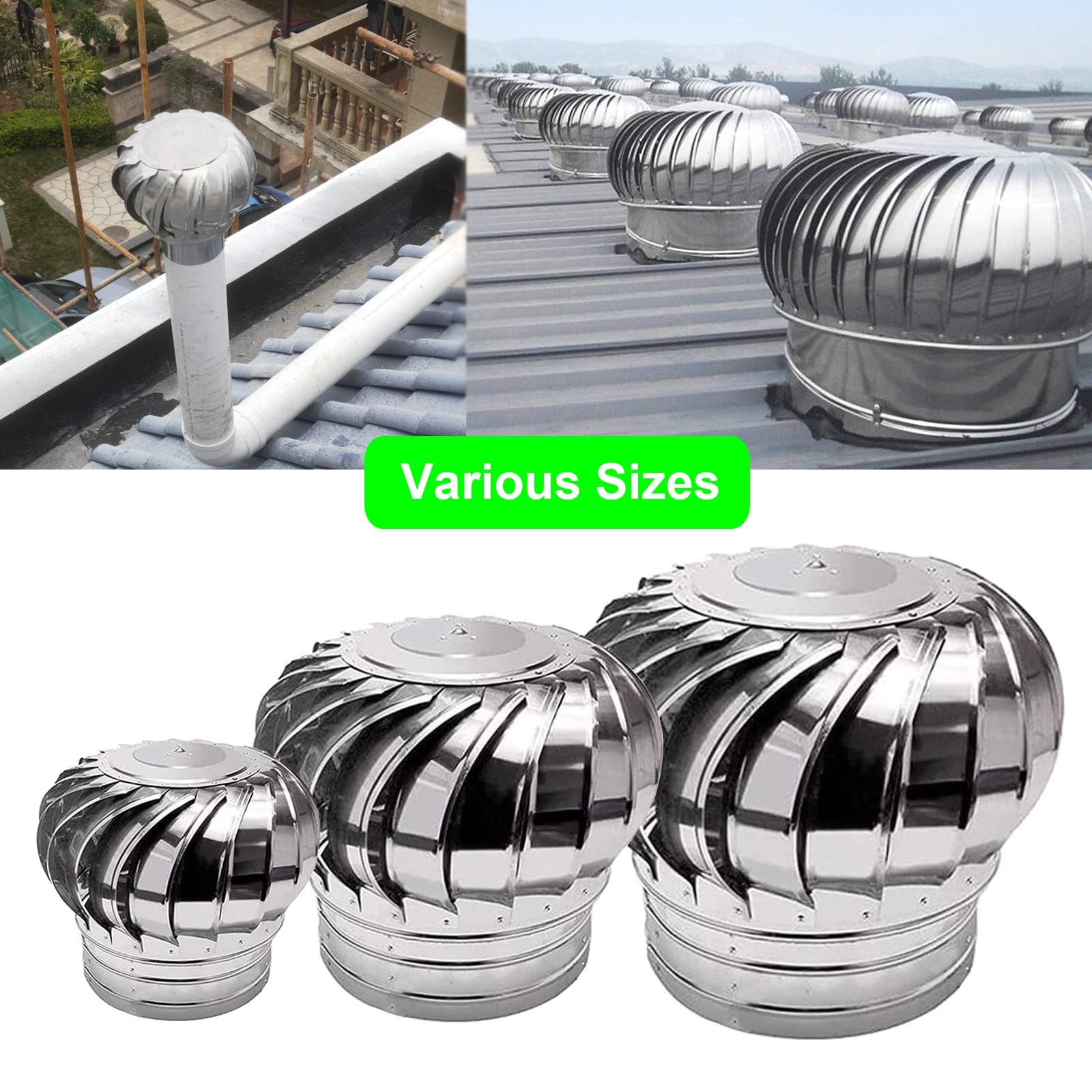Stainless Steel 304 Non Power Roof Ventilator, Roof Vent For Leak Proof ...
