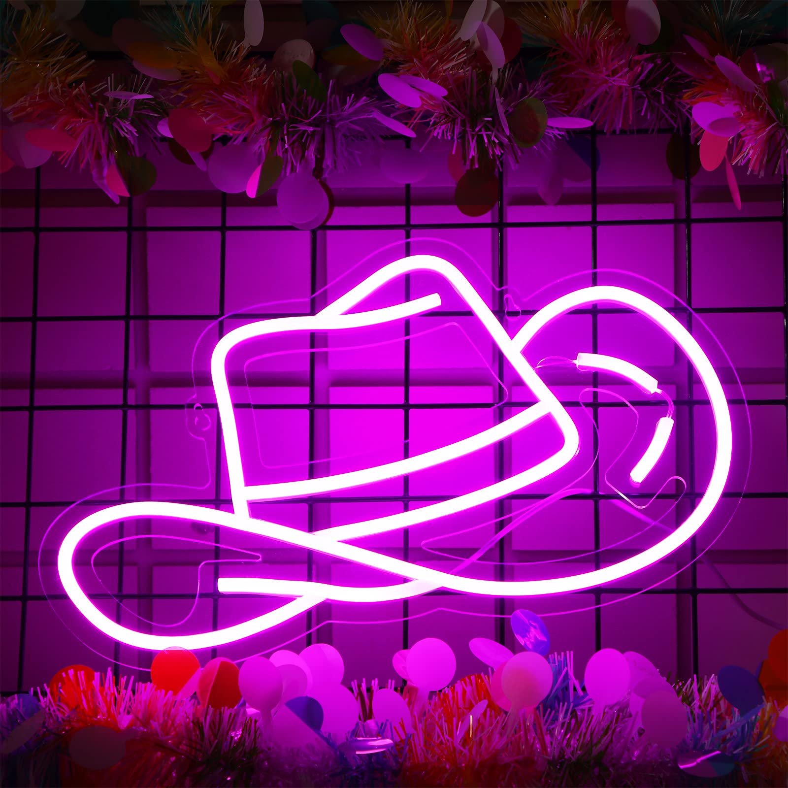 Bonuci Cowgirl Hat Neon Sign Cowboy Hat LED Sign Preppy Neon Light Sign ...
