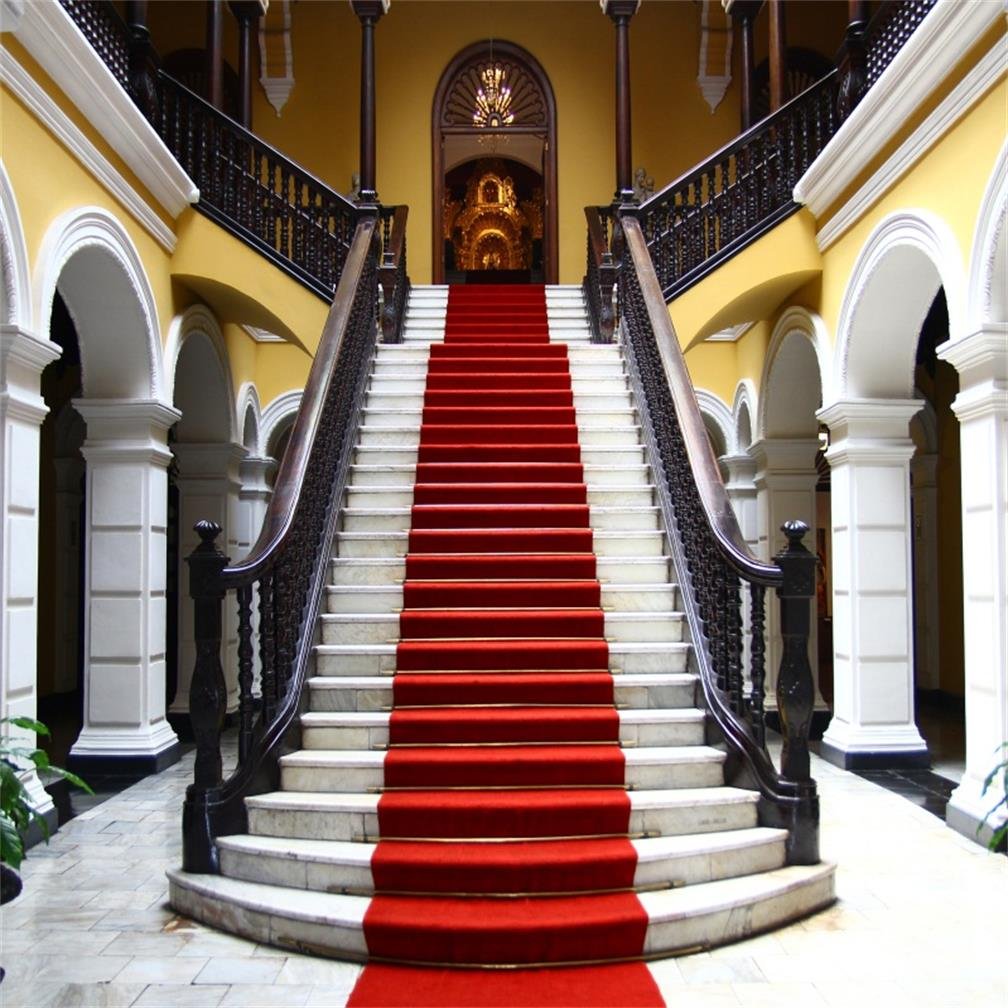 Buy AOFOTO 8x8ft Luxury Interior Stair Red Carpet Backdrop Classic ...