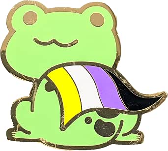 Amazon.com: Hokum and Snark Nonbinary Pride Chibi Superhero Frog Enamel ...