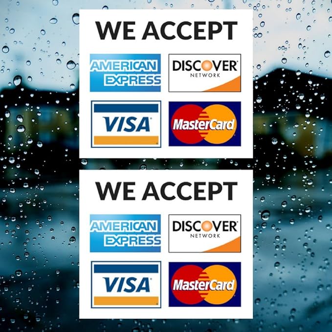 Credit Card Vinyl Sticker Decal - 2 Pack - We Accept - Visa, MasterCard ...