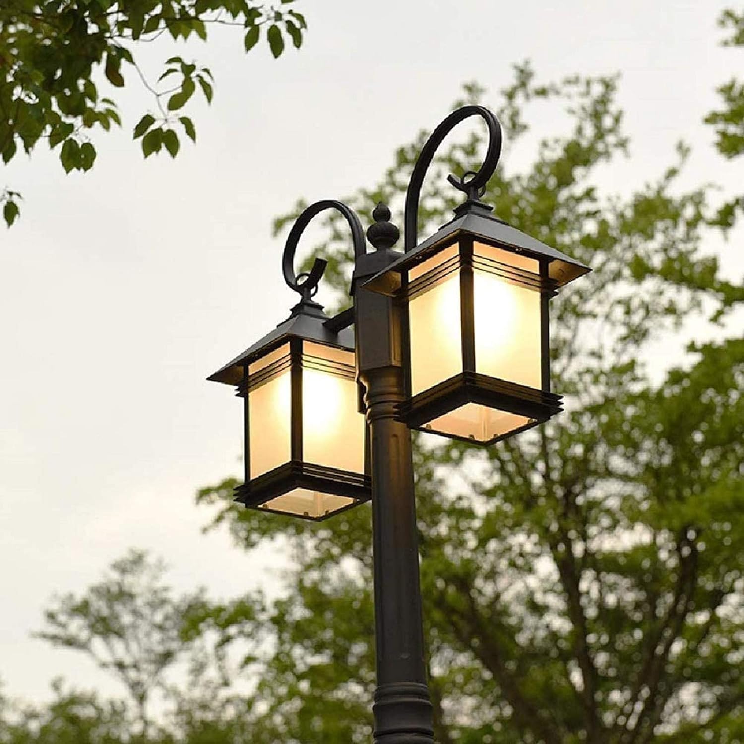 2 Heads Traditional Outdoor Post Light Fixture Vintage External Garden ...
