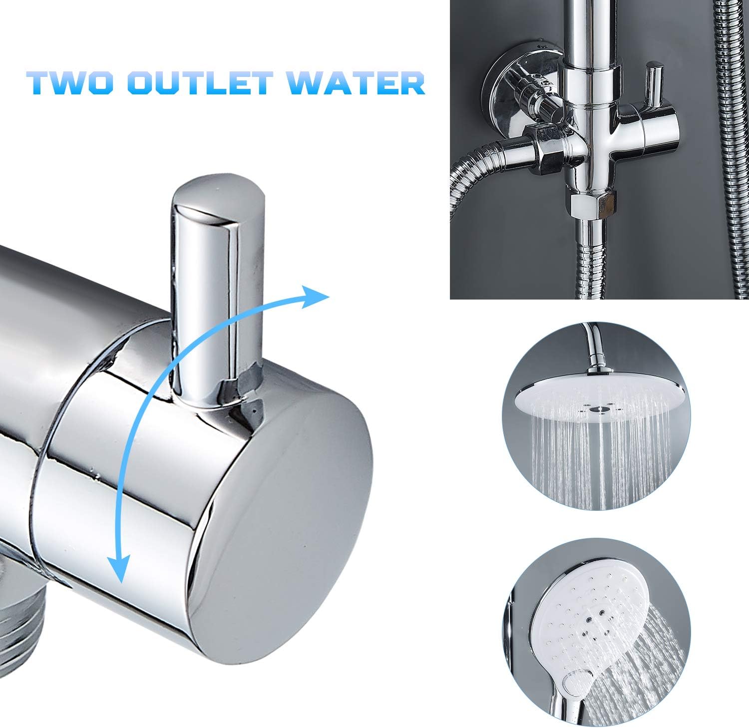 kisimixer Bathroom Shower System with Diverter, Solid Brass Mixer ...