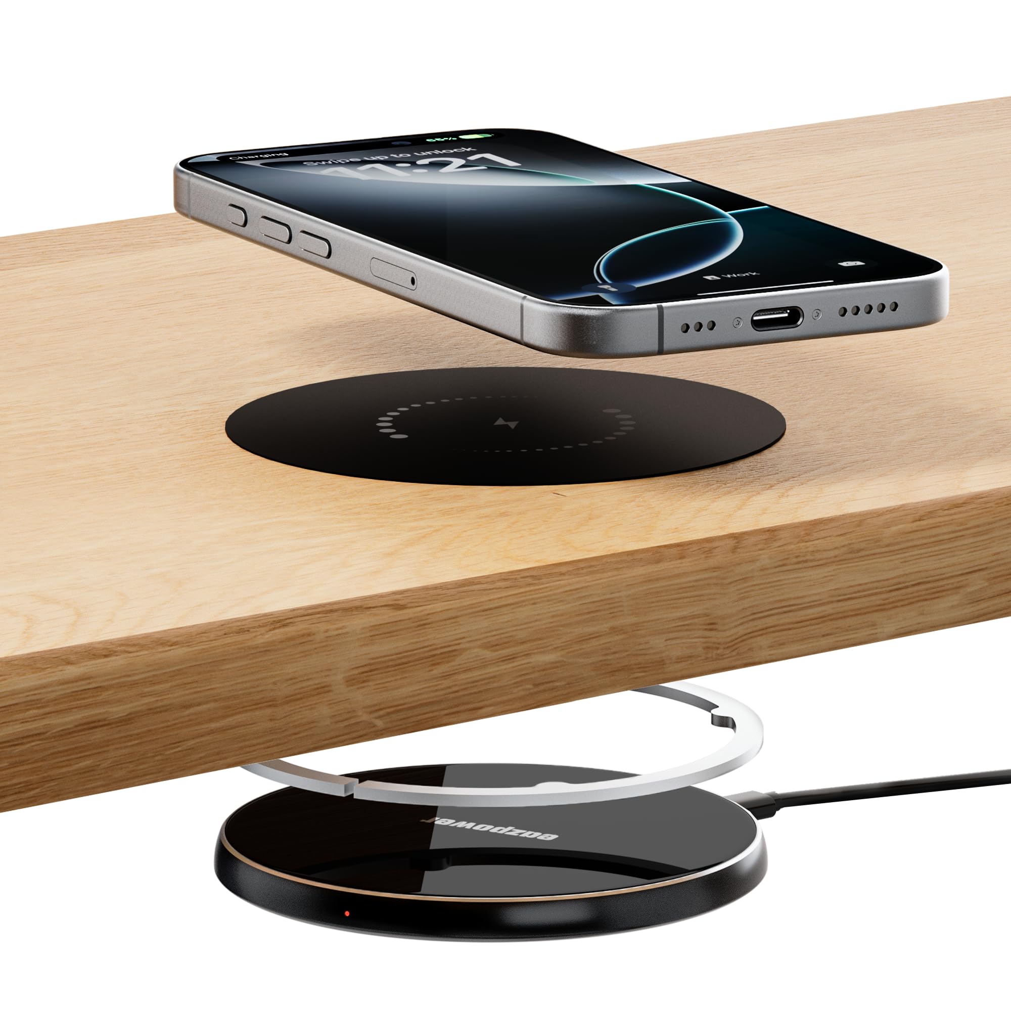 Eazpower Invisible Wireless Charger, 0-30mm Under Desk Wireless Charger ...