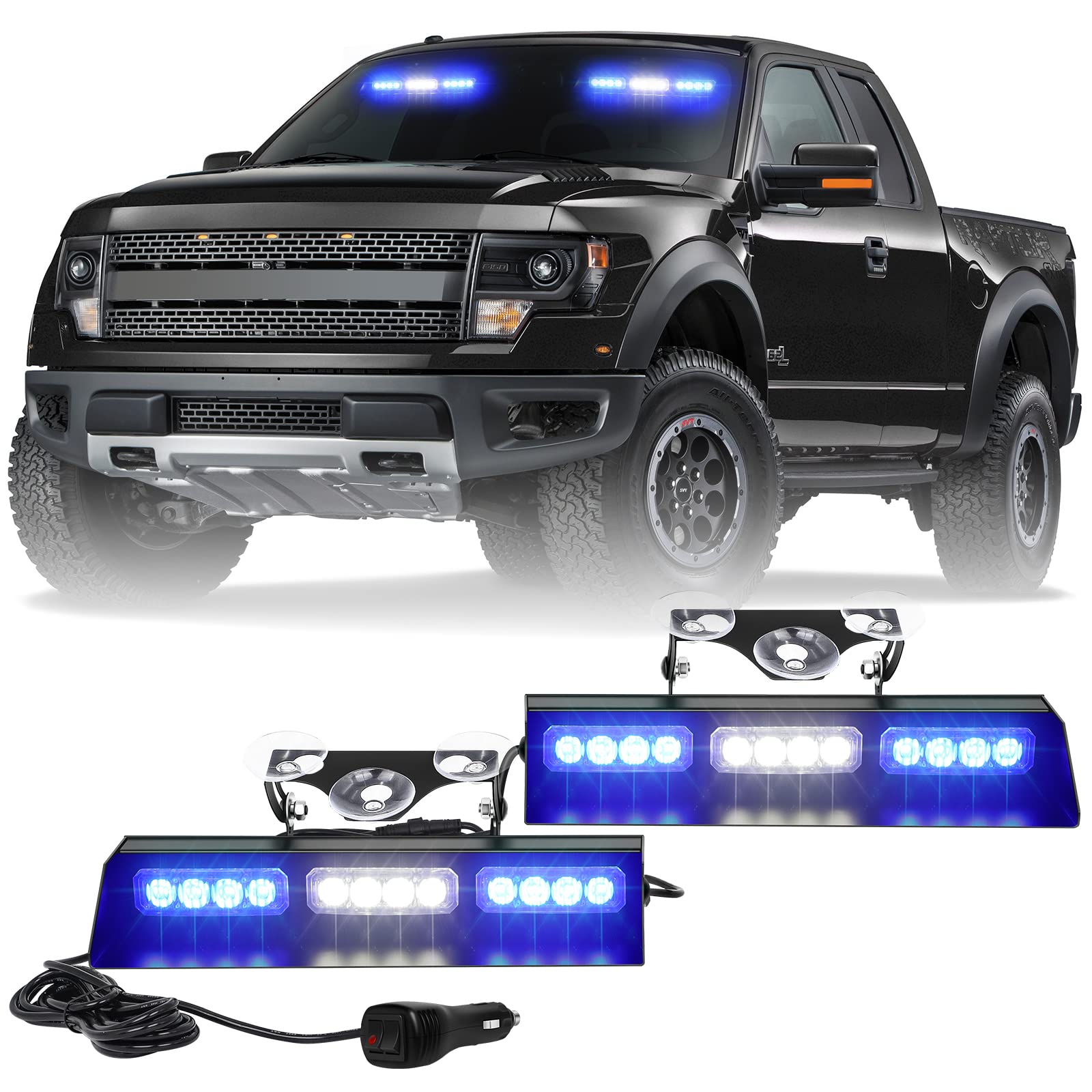 Mua XRIDONSEN 2X 10 inch Blue White Emergency Dash Strobe Lights Bar ...