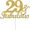 Amazon.com: 29 & Fabulous Cake Toppers Gold Glitter, Happy 29th ...