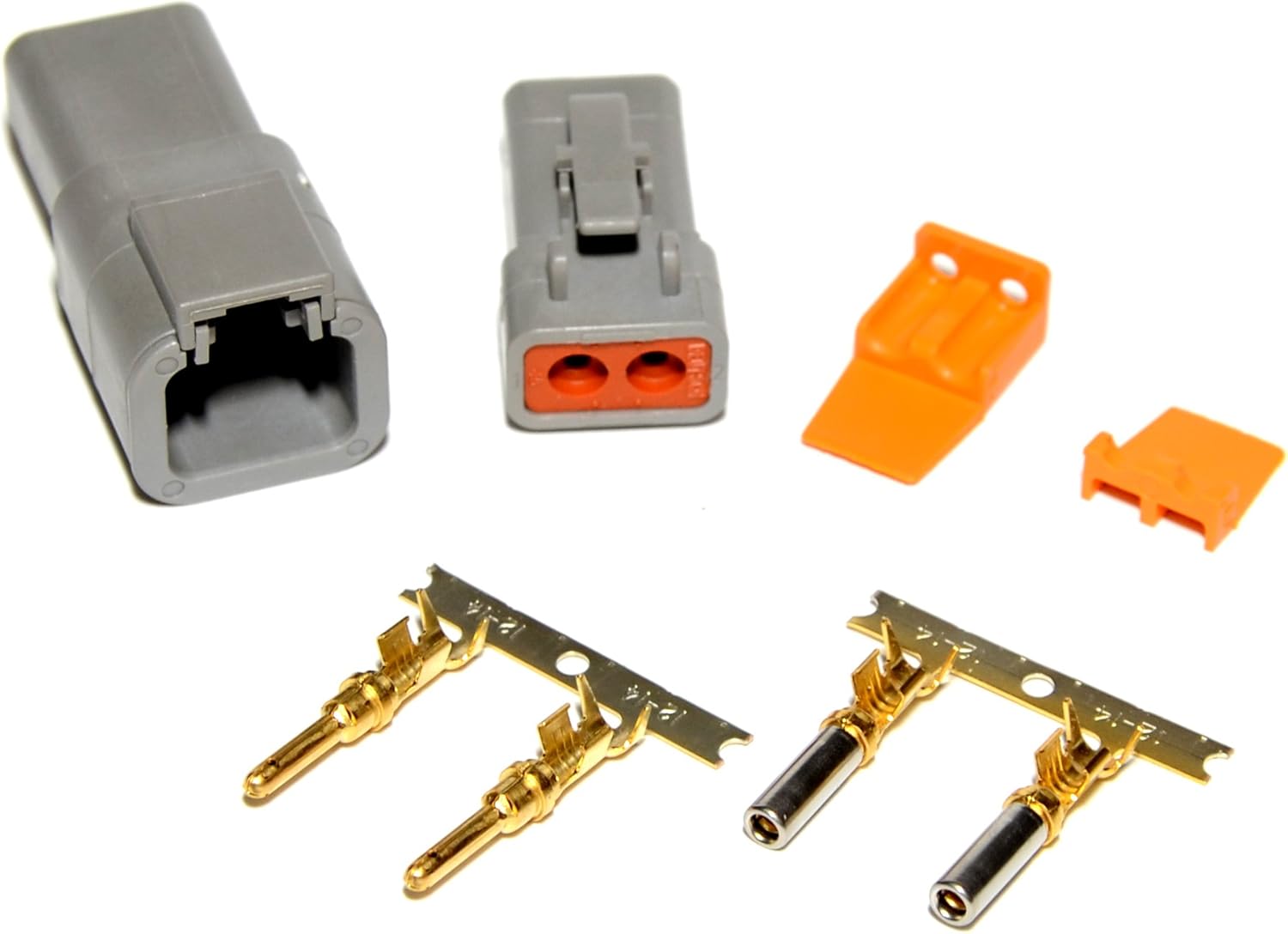 Deutsch DTP 2-Pin Connector Kit with 12-14 AWG Gold Contacts, Trailer ...