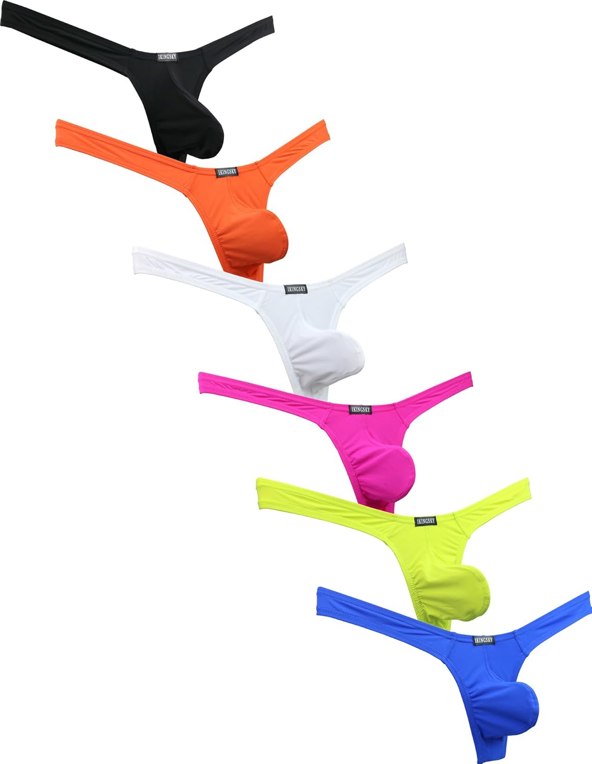 iKingsky Men's Sexy Ice Silk G-String Low Raise Thong Underwear Pack of ...