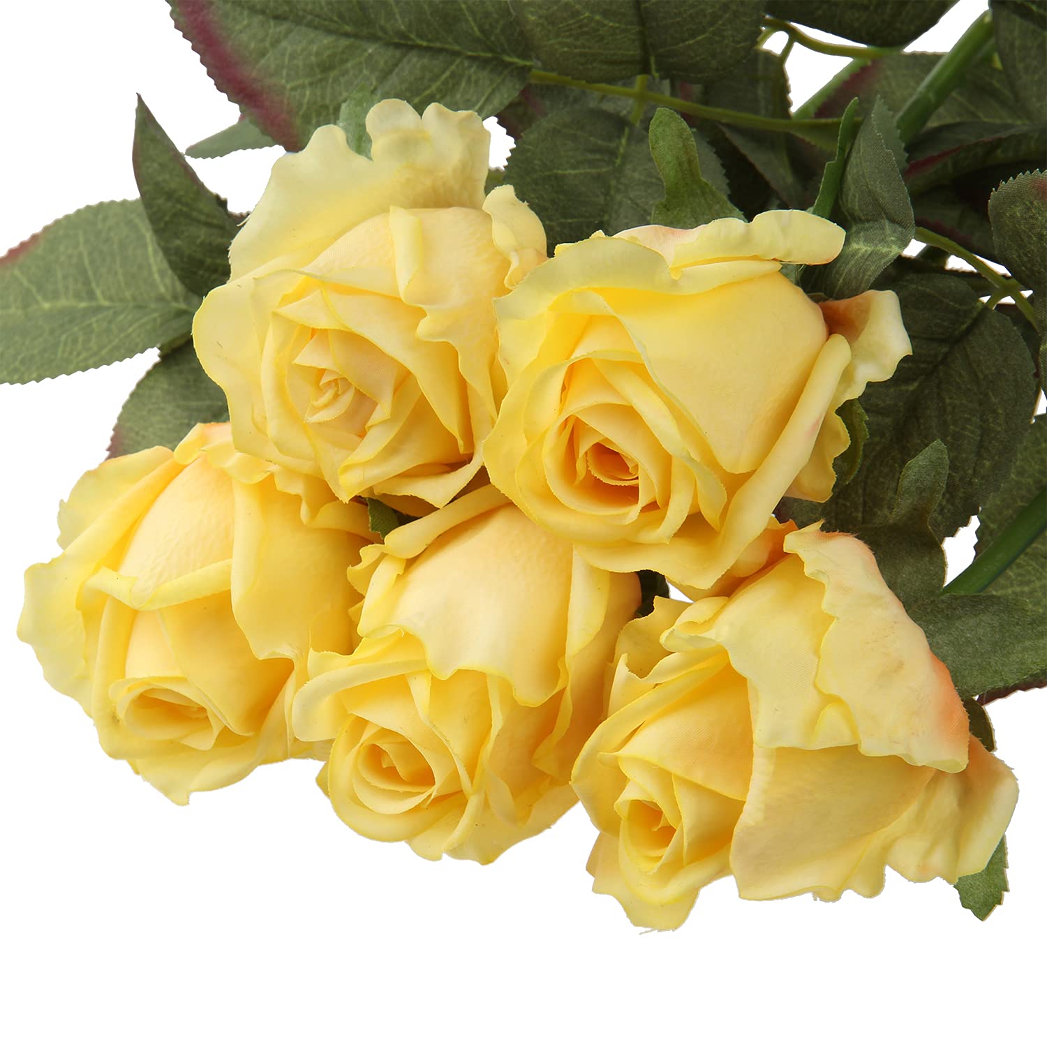 Artificial Realistic Roses Yellow Flowers 24" Real Touch Silk Roses ...