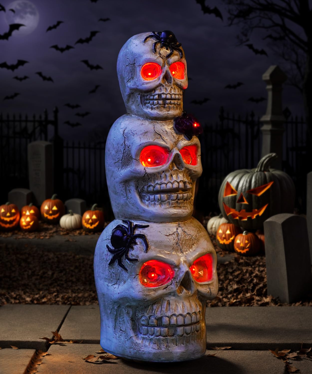 Nacome Halloween Solar Skull Statue for Garden Decor: Scary Skeleton ...