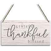 Amazon.com: Jetec 3 Pieces Thankful Grateful Blessed Wood Sign Wall Decor Positive Word Wooden ...