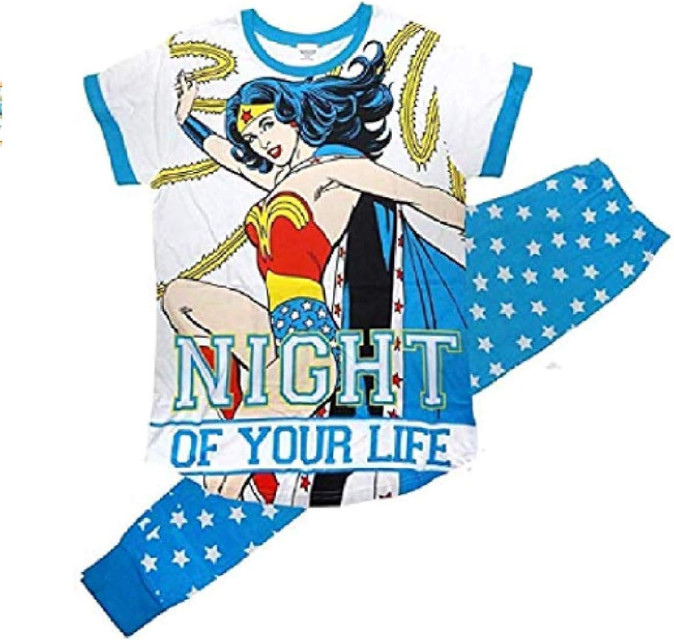 Wonder Woman Pyjamas Ladies New DC Comic Superhero Long Leg pjs Blue ...