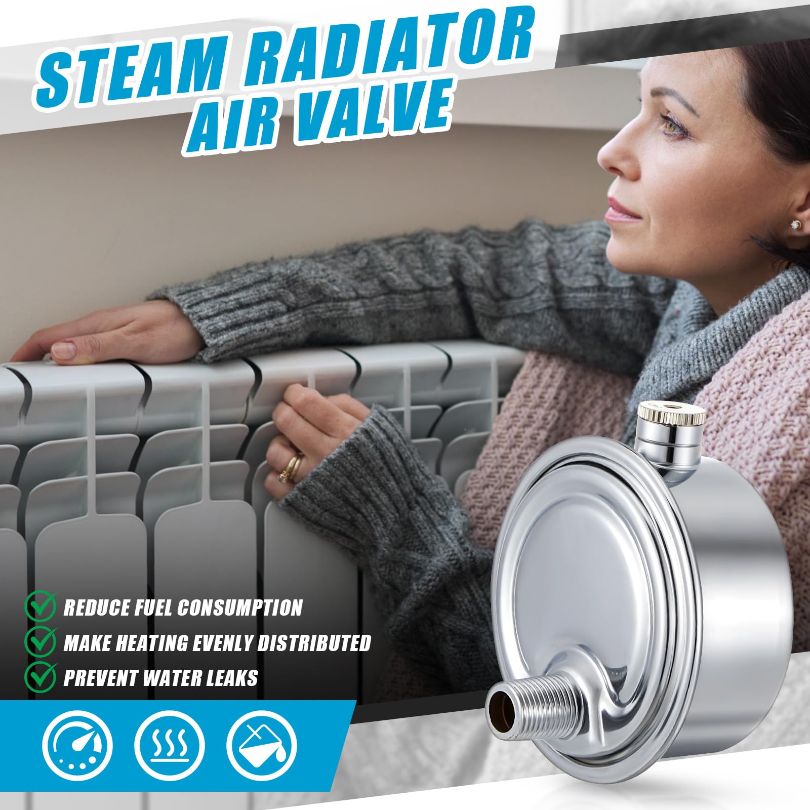 Gisafai 6 Pack Steam Radiator Air Valve #6 1/8 Inch Steam Air Vent ...