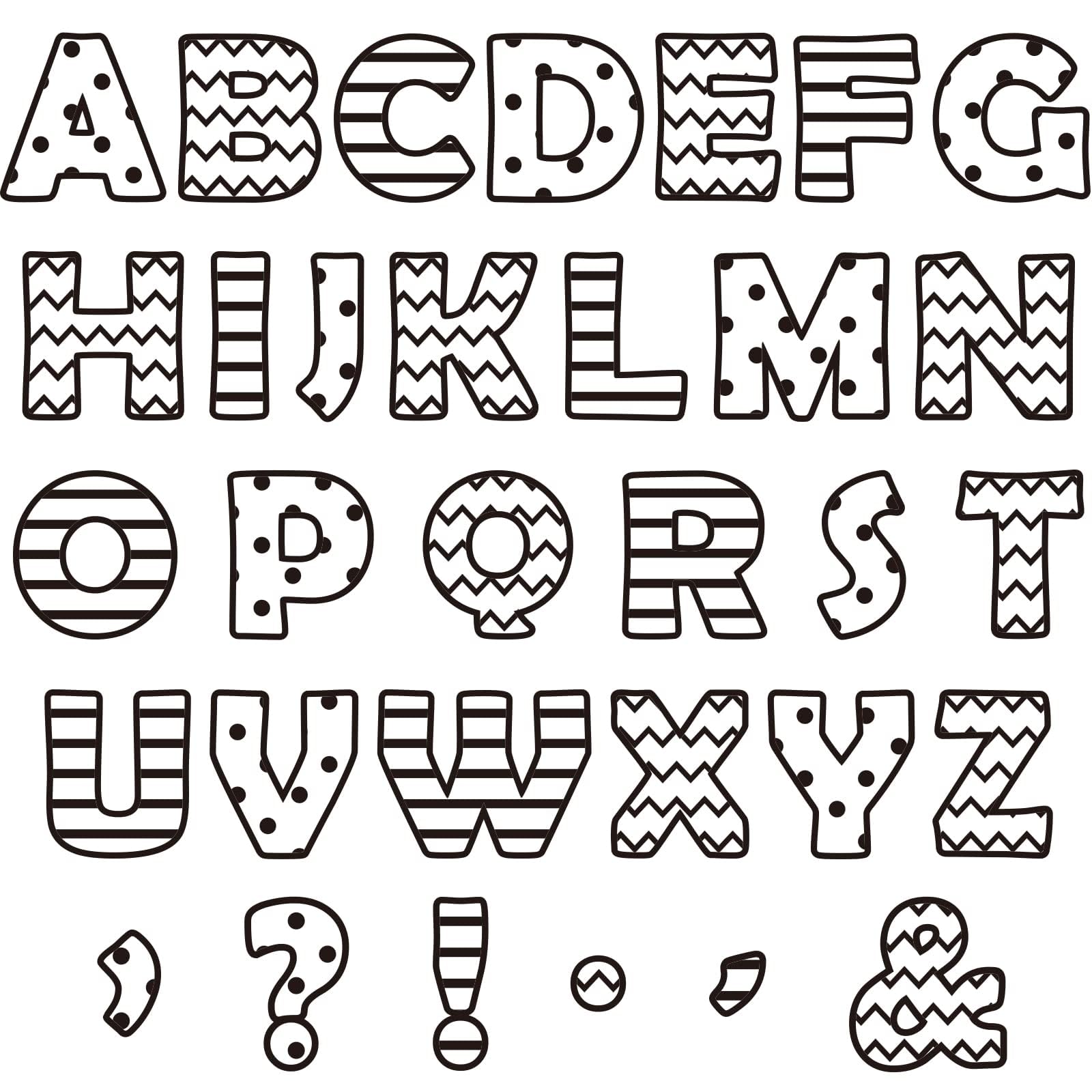 Black and White Fun 7’’ Font Letters for Classroom Bulletin Board ...