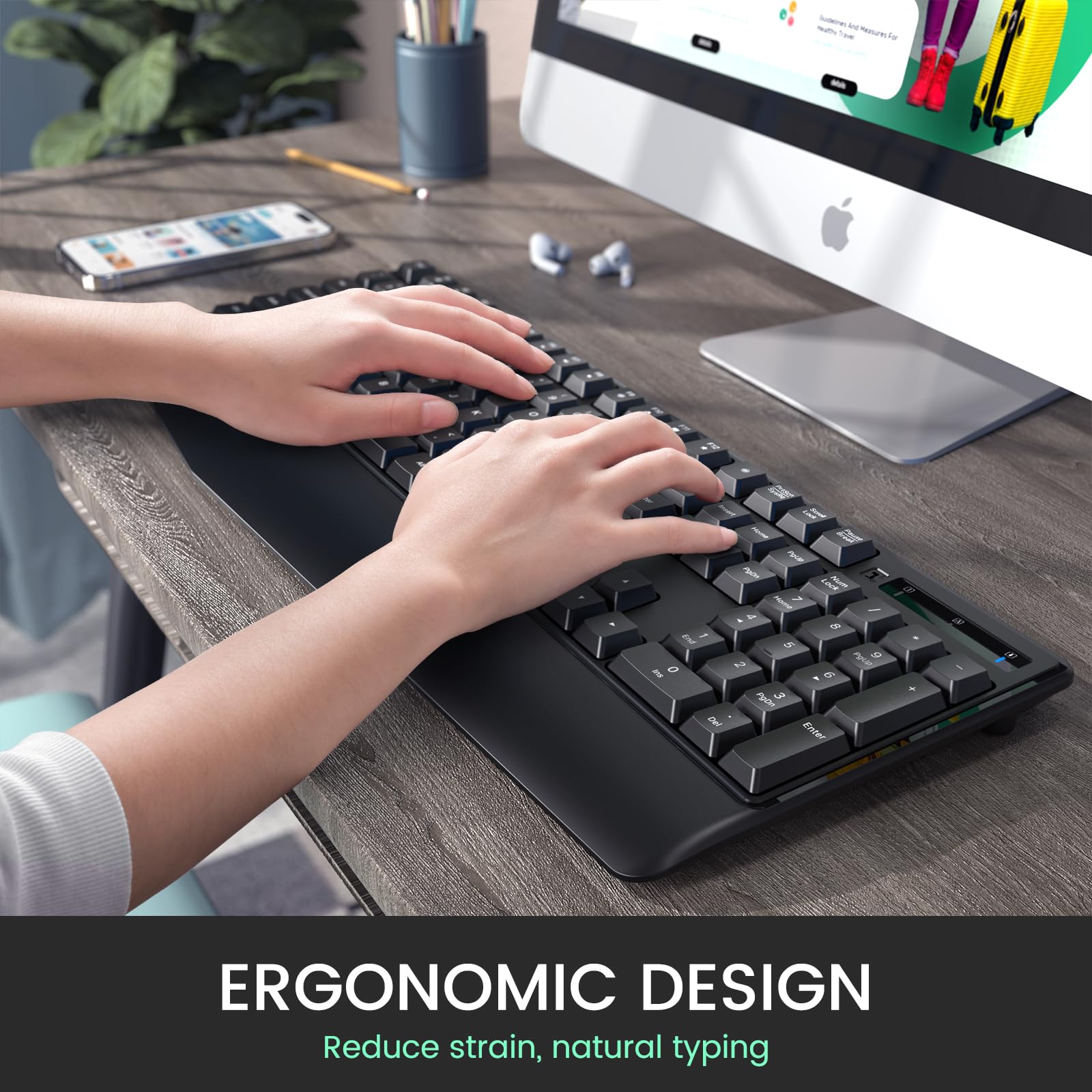 Mua Wireless Keyboard And Mouse Combo 2 4g Full Sized Ergonomic Computer Keyboard With Wrist