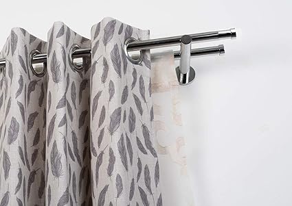 Double Tringle à Rideaux: Ø 20 mm sans Anneaux, L. 260 cm. en Acier Poli chromé – Complet ...