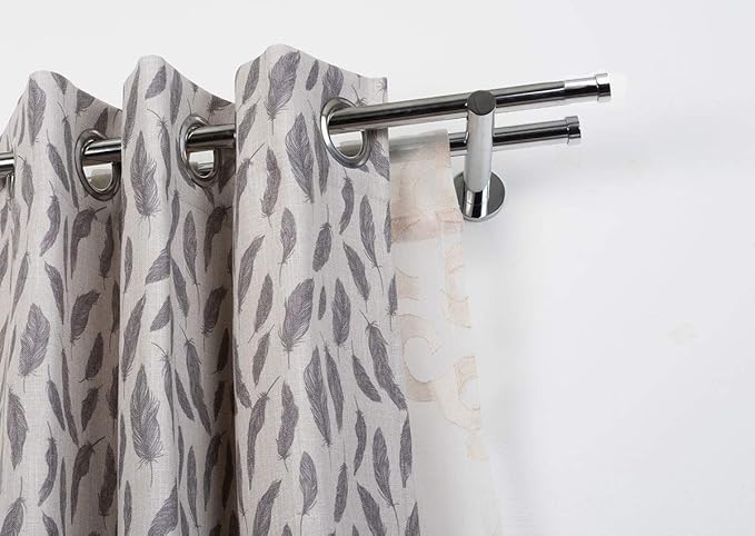 Double Tringle à Rideaux: Ø 20 mm sans Anneaux, L. 260 cm. en Acier Poli chromé – Complet ...