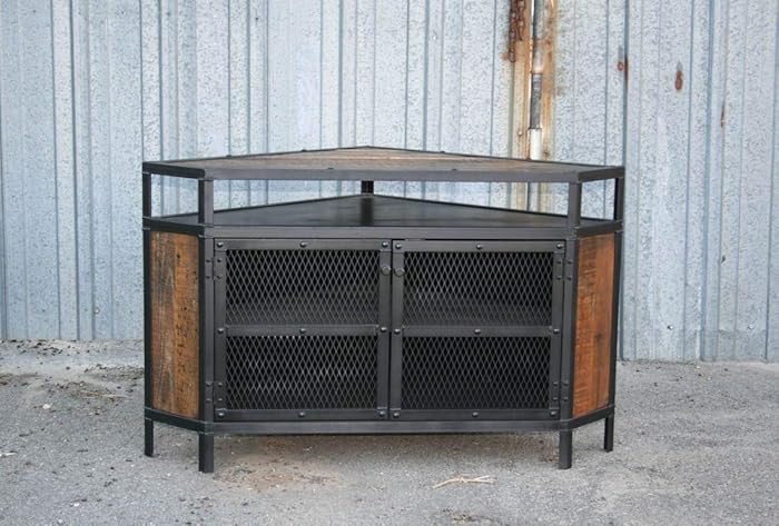 Amazon.com: Modern Industrial Corner Unit. Rustic Industrial End Table ...