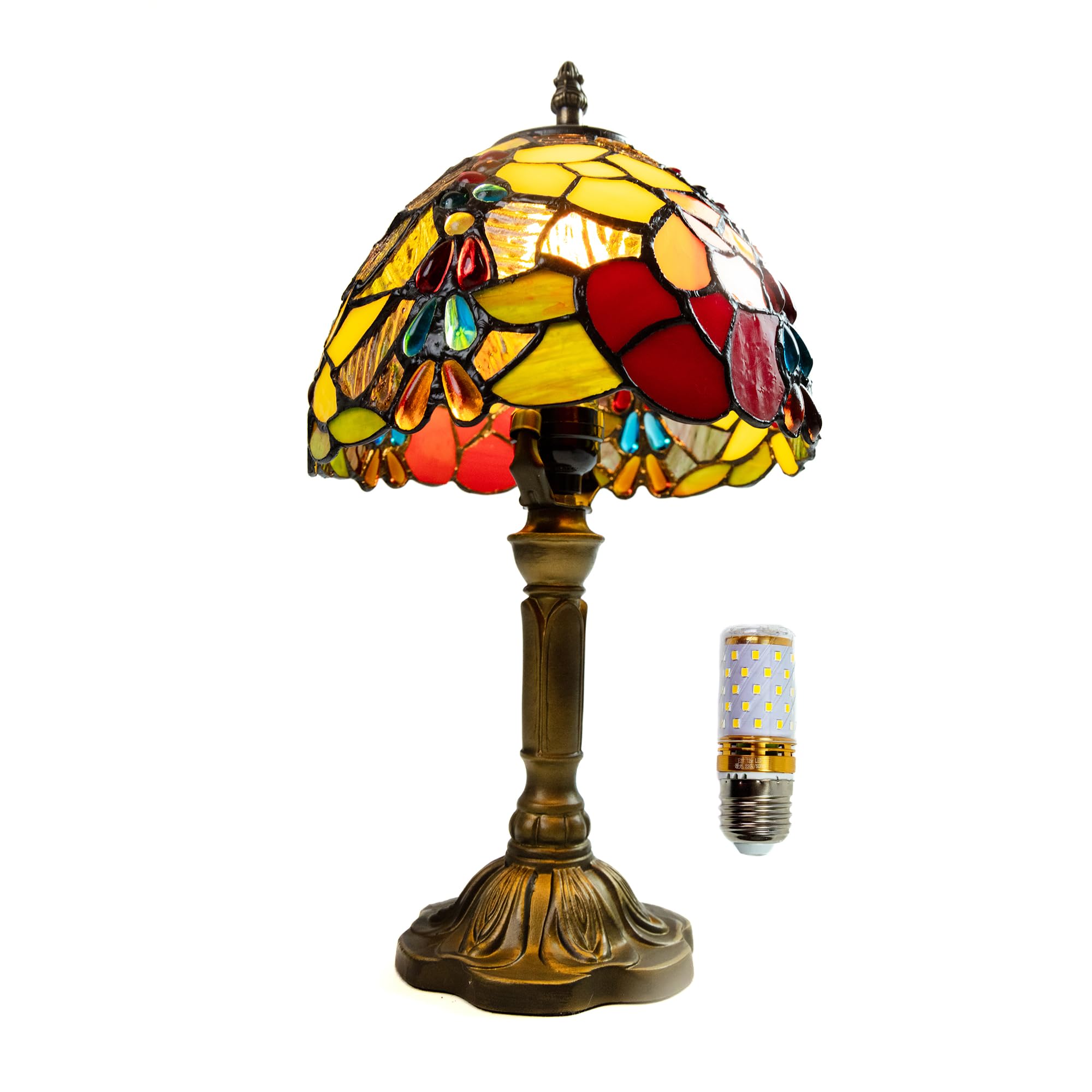 MHTTEC Tiffany Style Table Lamp, Rose Stained Glass Lamp, 8 Inch ...