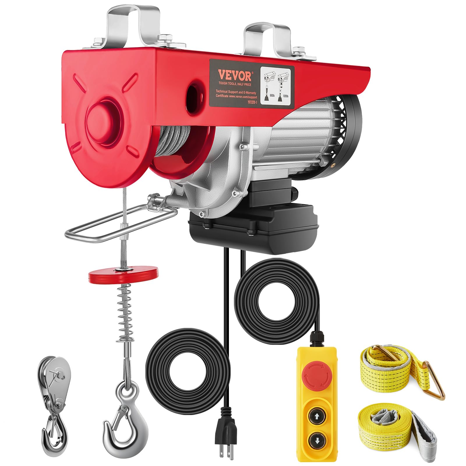 VEVOR Electric Hoist with Remote Control, 1320LBS Electric Winch, 110V ...