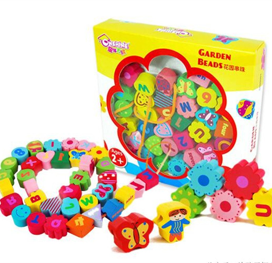 Arts & Crafts Vytung Wooden Lacing Pop Beads Toddlers String Lace Large ...