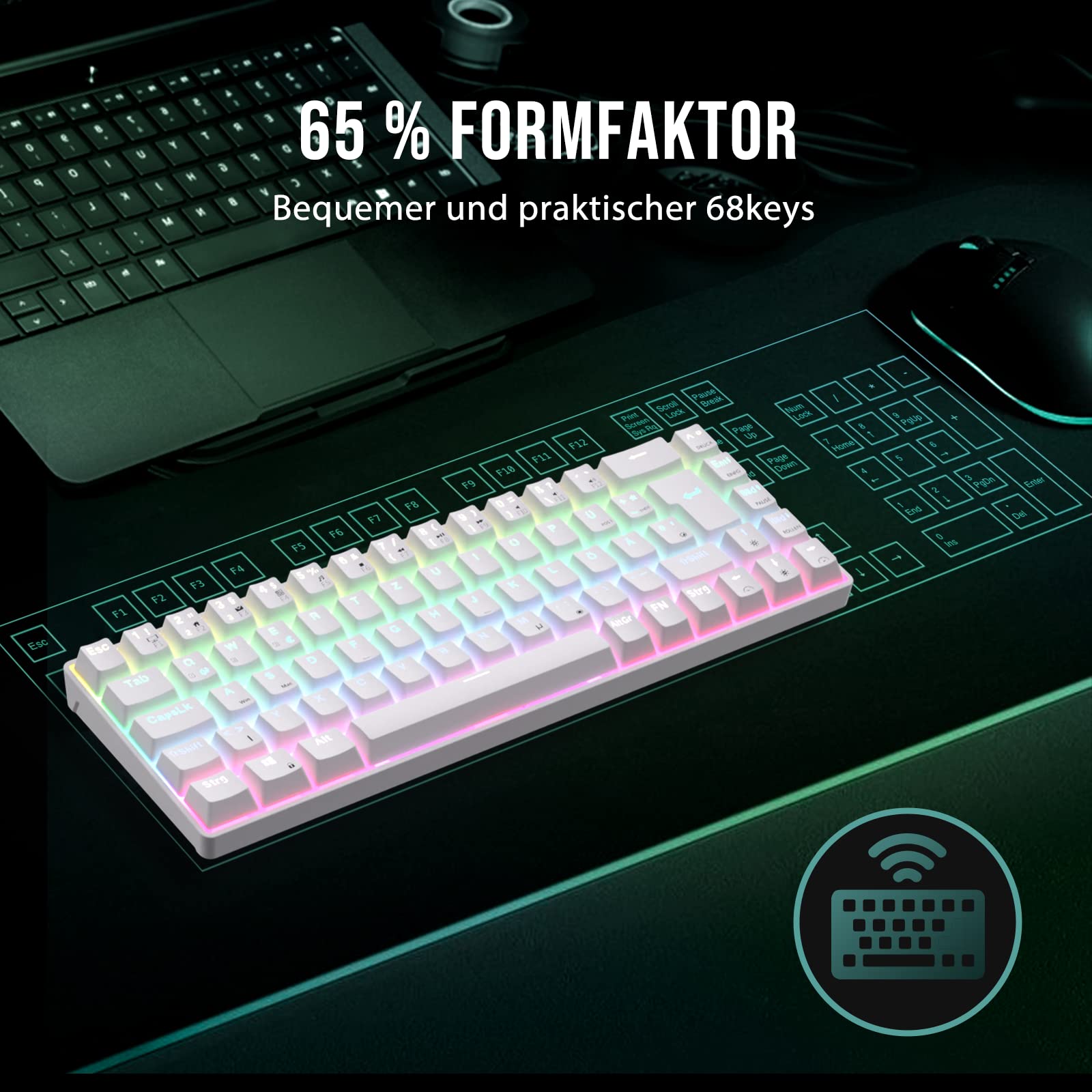 Mua RK ROYAL KLUDGE RK68 Mechanical Gaming Keyboard, Wireless/Wired ...