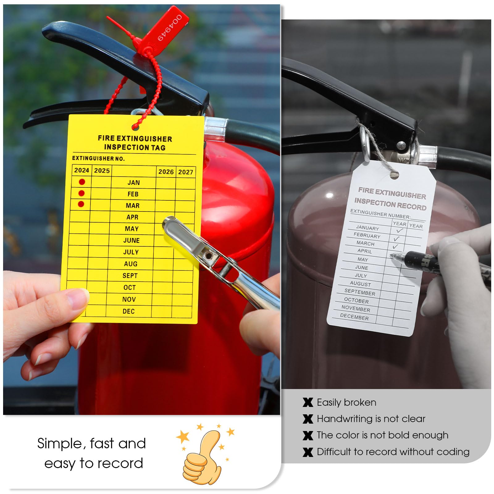 Monthly Fire Extinguisher Inspection Tags Set Including 2025-2027 ...