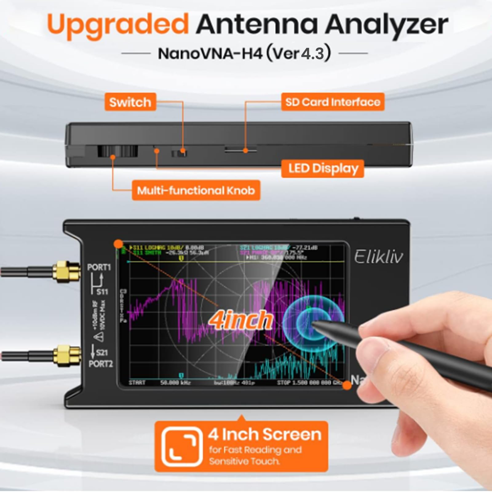 Mua Upgraded NanoVNA-H4 Vector Network Analyzer V4.3, Elikliv 10KHz-1 ...