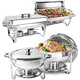 Amazon.com: 4 Pack Stainless Steel Chafing Dish Buffet Set 8 QT Chafer Dish with 3 1/3 Size ...