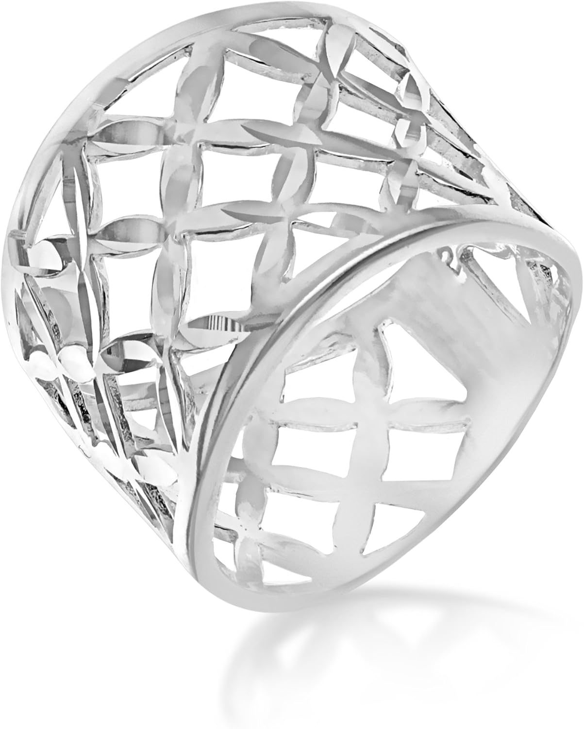 Tuscany Silver Diamond Cut Lattice Ring: Amazon.co.uk: Jewellery
