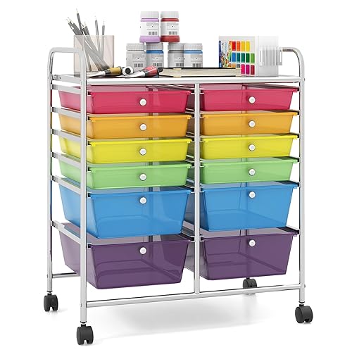 Giantex 12 Drawer Rolling Storage Cart Tools Scrapbook Paper Office ...