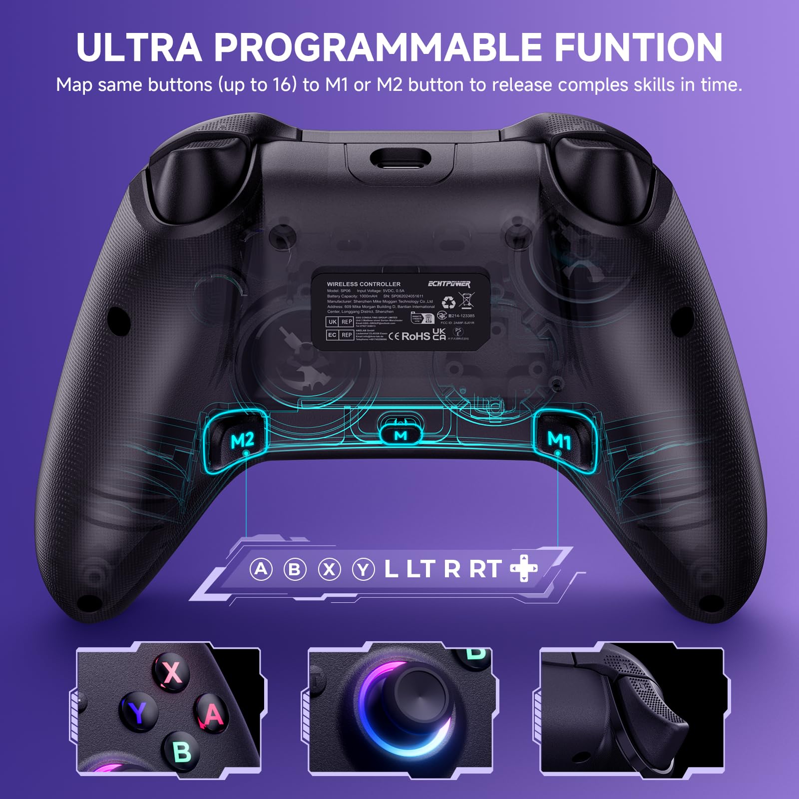 Mua ECHTPower Wireless Switch Controller for Switch/PC/iOS/Android,1000mAh Switch Pro Controller ...