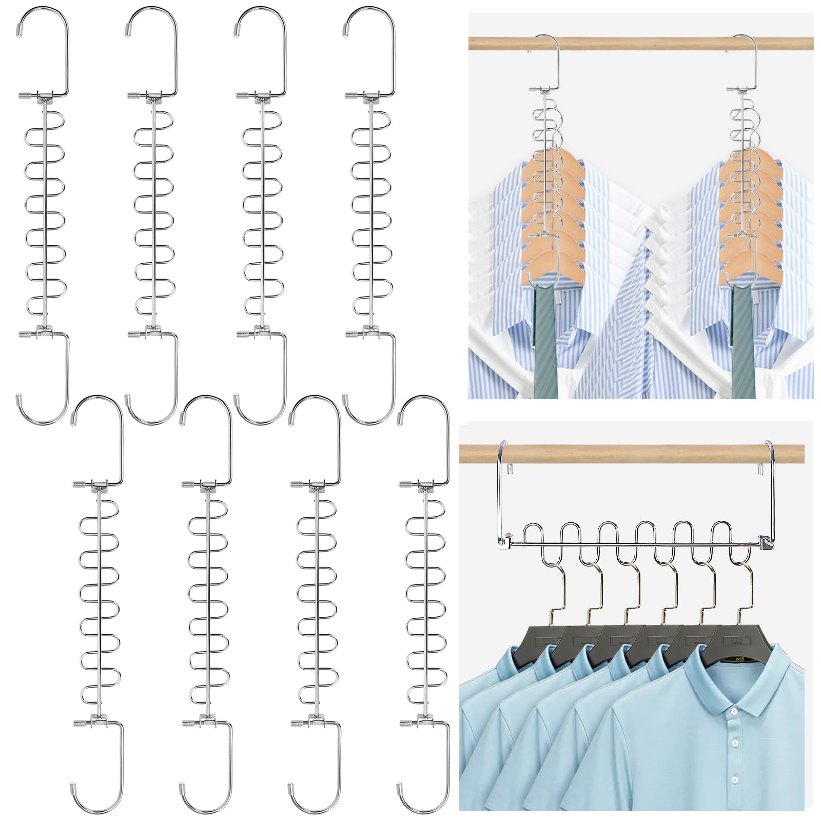 MCPINKY 8PCS Metal Space Saving Hangers, Cascading Space Saving Hanger ...