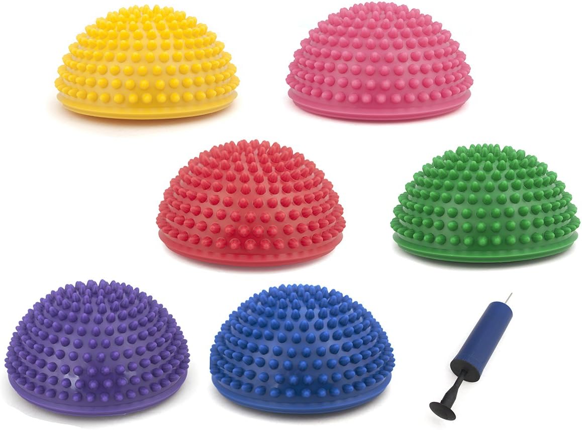 GOGO Set of 6 Balance Pods/Spike Therapy Dome, With Air Pump-Assorted ...