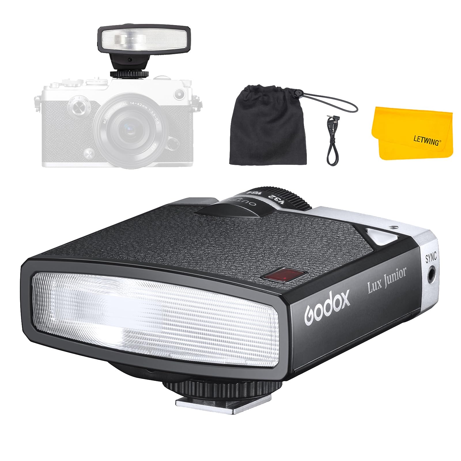 Godox Lux Junior Retro Camera Flash,GN12 6000K±200K CCT,Auto & Manual ...
