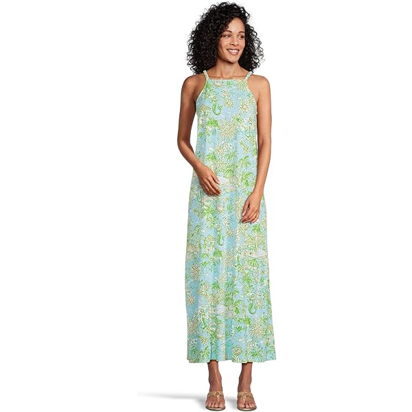 Lilly Pulitzer Womens Raina Maxi Dress Multi Via Sunny Sunflowers
