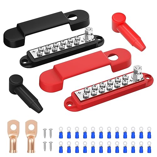 RVBOATPAT Power Distribution Block 12V 150A 1/4" Stud Marine Bus Bar 12 ...