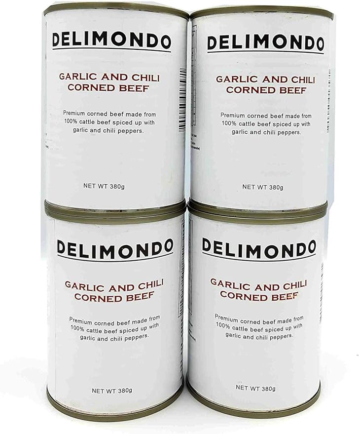 Delimondo Garlic and Chili Corned Beef 4 Pack 380g: Buy Online at Best ...