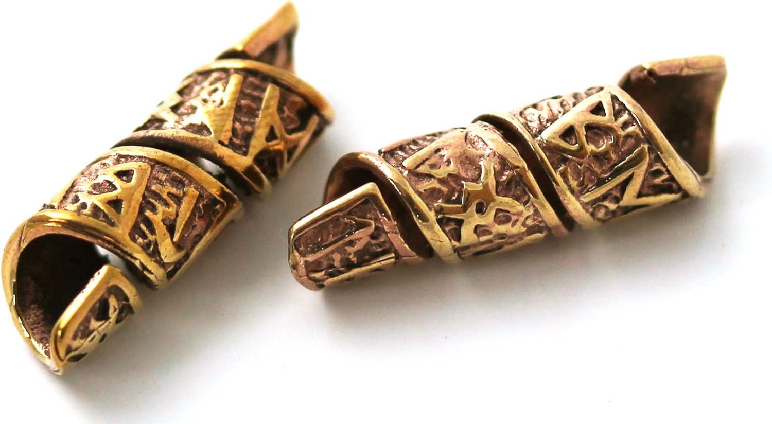 Bronze Norse Viking Celtic Beard Beads Rings, Medieval Dwarf Dreadlock ...