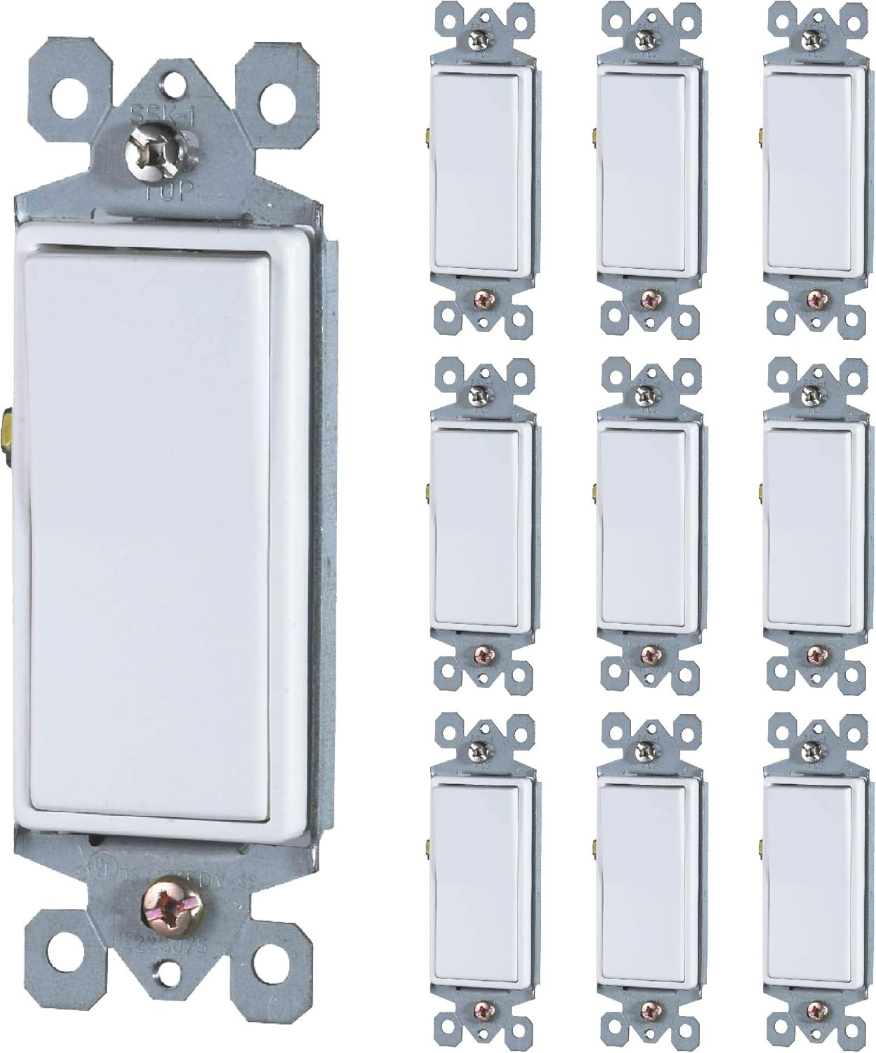 Faith [10-Pack] Single-Pole Decorator Paddle Wall Light Switch, 15A 120 ...