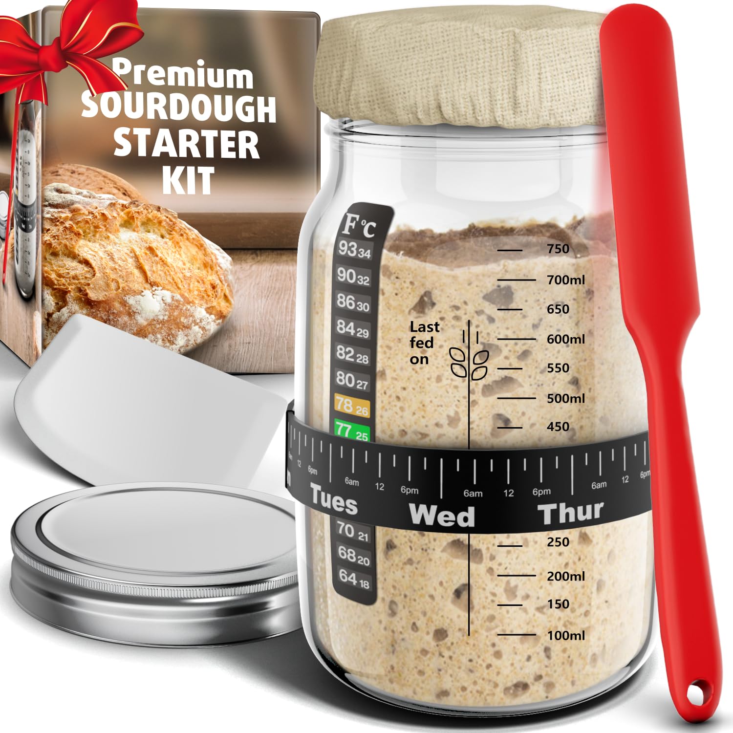 Mua Ultimate Sourdough Jar Kit 31.8 oz - Reusable Sourdough Jar for ...