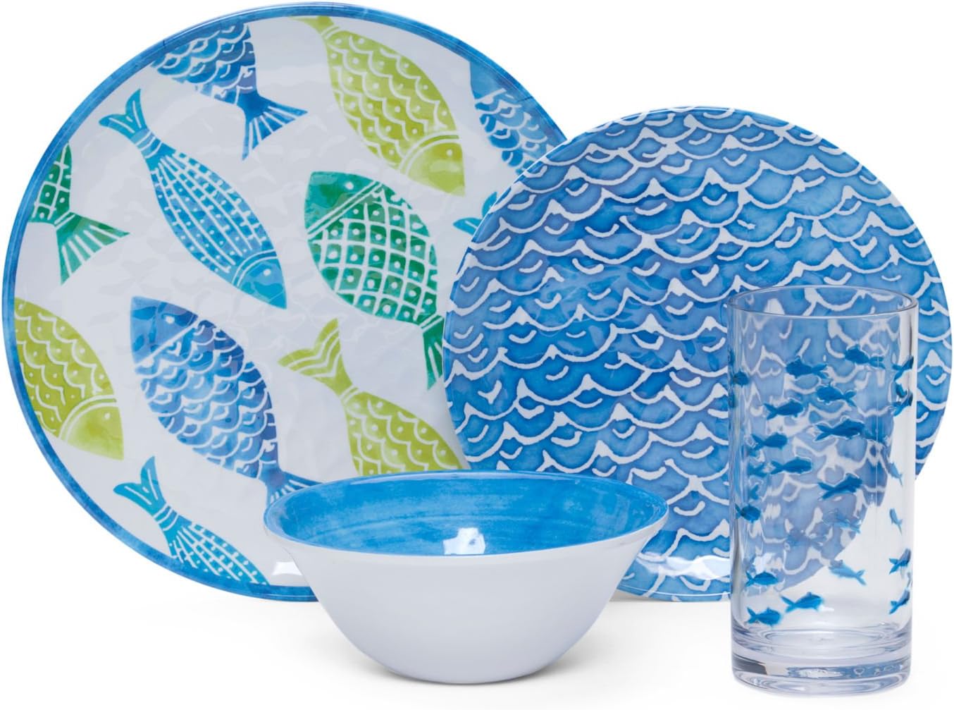 Amazon.com | 16 piece Cynthia Rowley Coastal Watercolor Tropical Fish ...