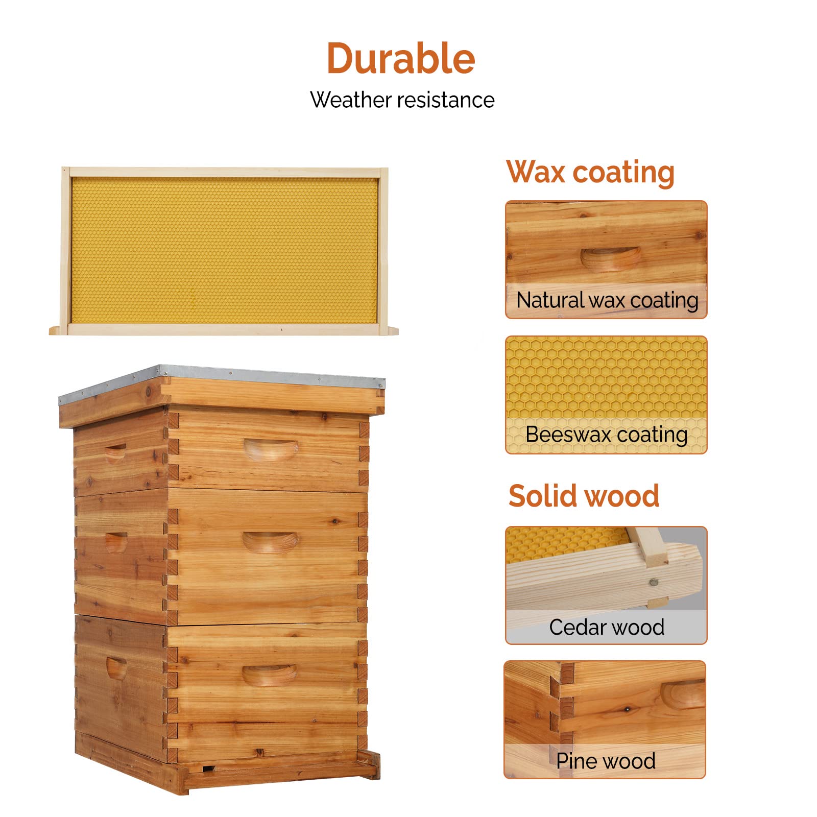 Mua 10-Frame Bee Hive, Wax Coated Beehive Starter Kit with Frames ...