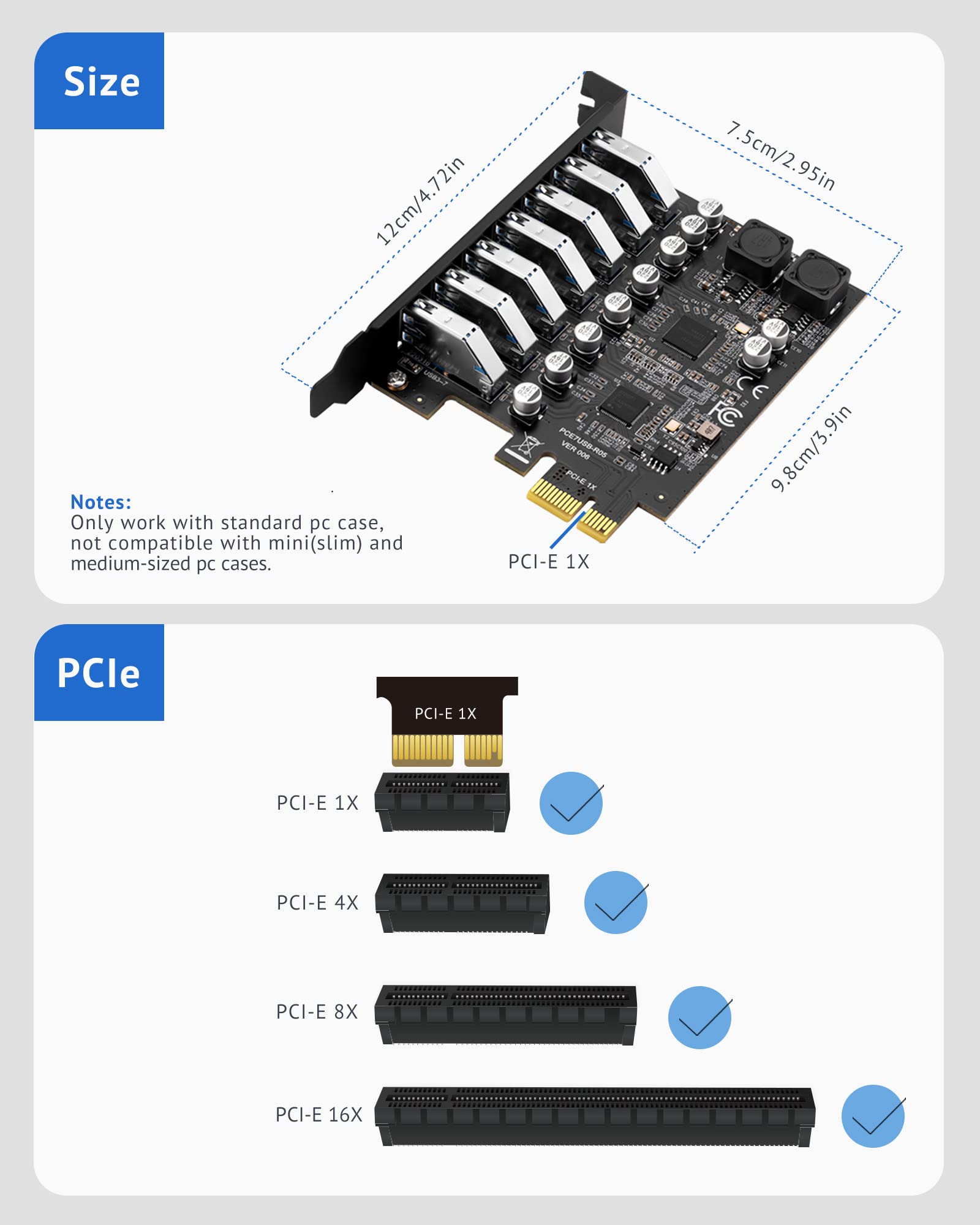Mua SupaGeek 7-Port USB 3.0 PCI-E Expansion Card, Internal PCIe to USB ...