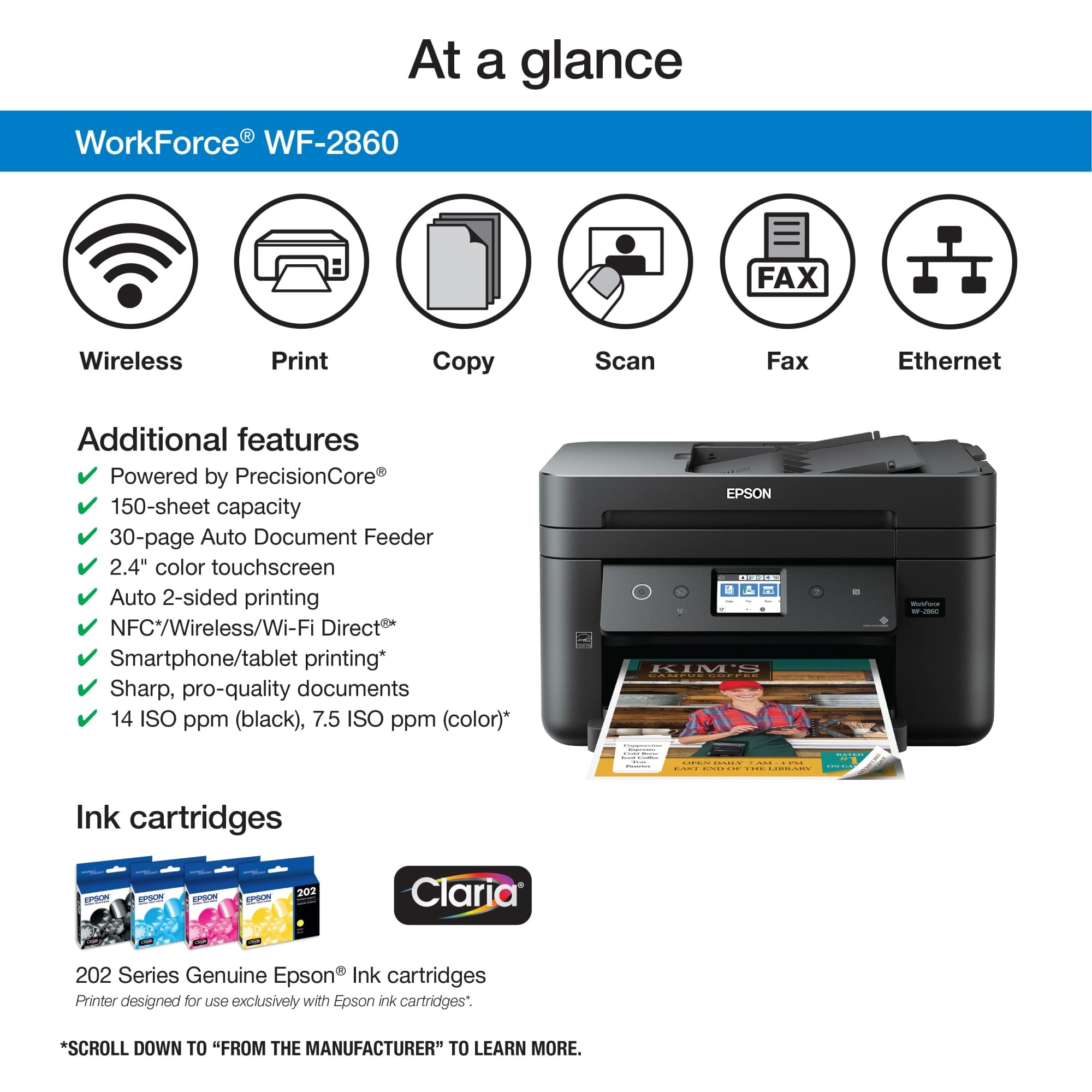 Mua Workforce WF-2860 All-in-One Wireless Color Printer with Scanner ...