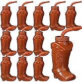 Amazon.com: Hoolerry 24 Pcs Cowboy Boot Party Plastic Cups with Straws ...