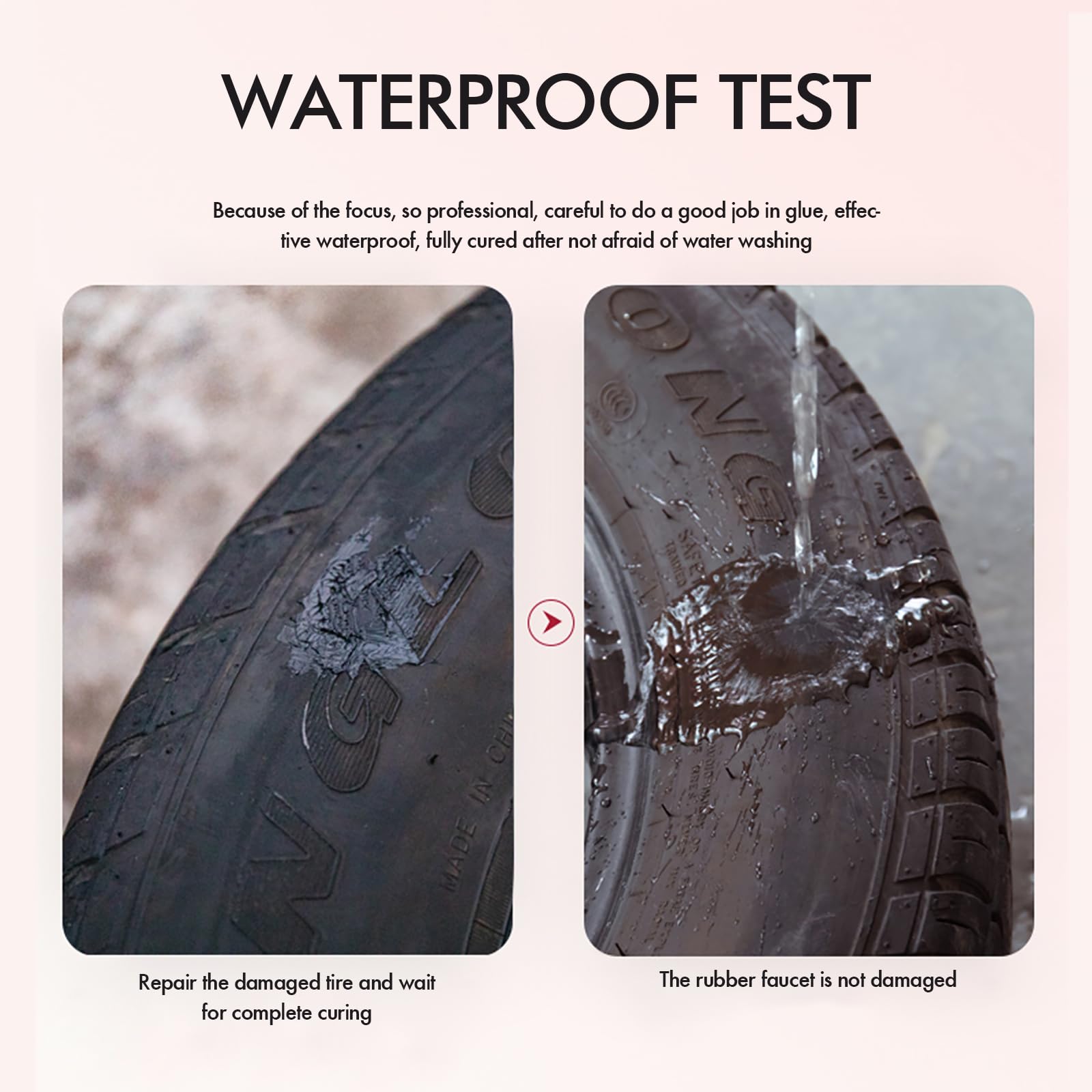 Xtryfun Black Tire Repare Glue - Adhesivo de goma instantáneo para unión de paredes latera