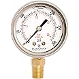 2" Oil Filled Pressure Gauge - Stainless Steel Case, Brass, 1/4" NPT ...